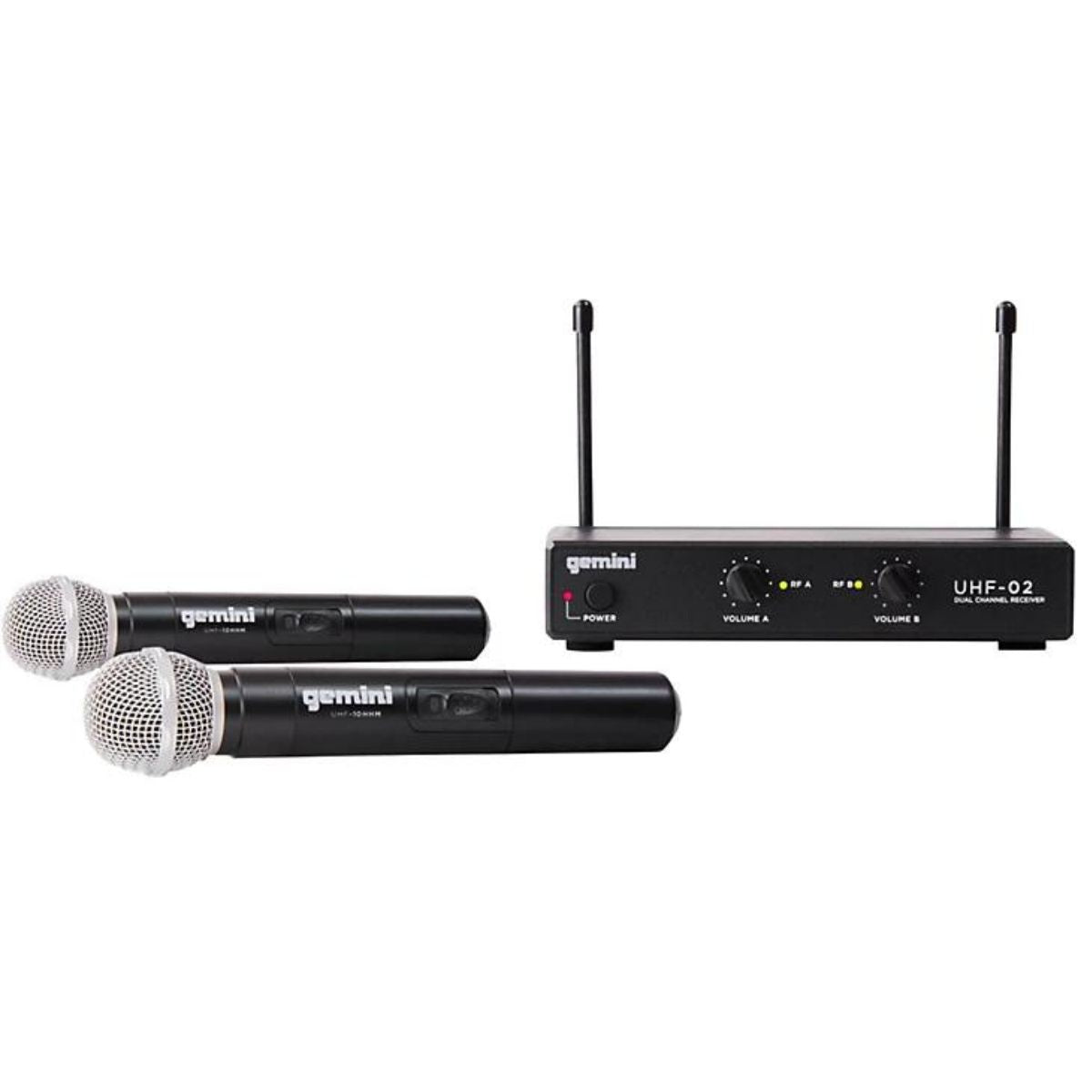 Gemini UHF-02M 2-Channel Wireless Handheld Microphone System S34 – gjmsound